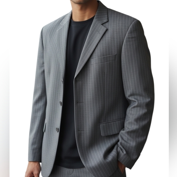Lineage | Suits & Blazers | Lineage Super Fine Wool Gray Stripe Blazer ...